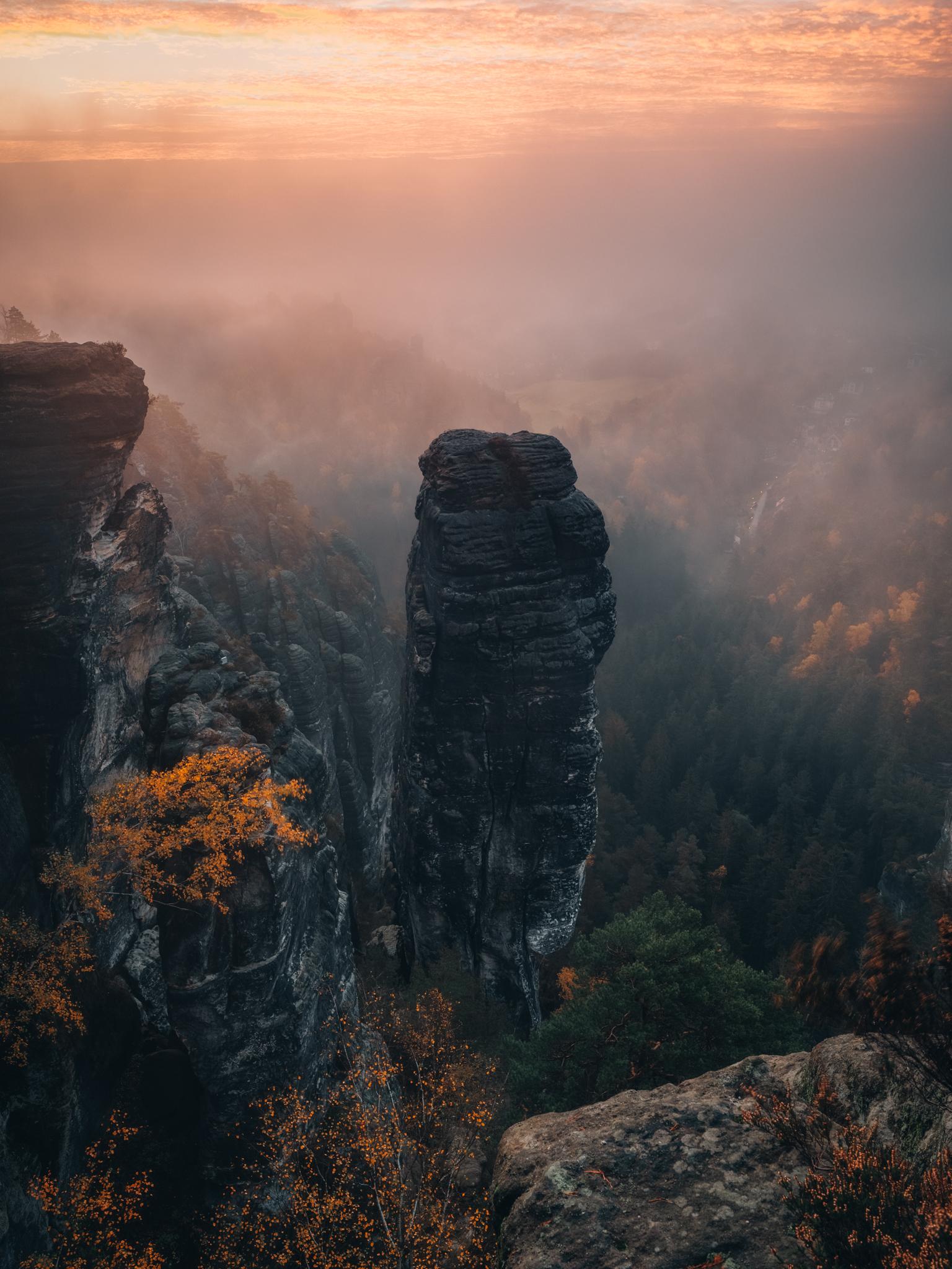 Elbsandstein im Nebel